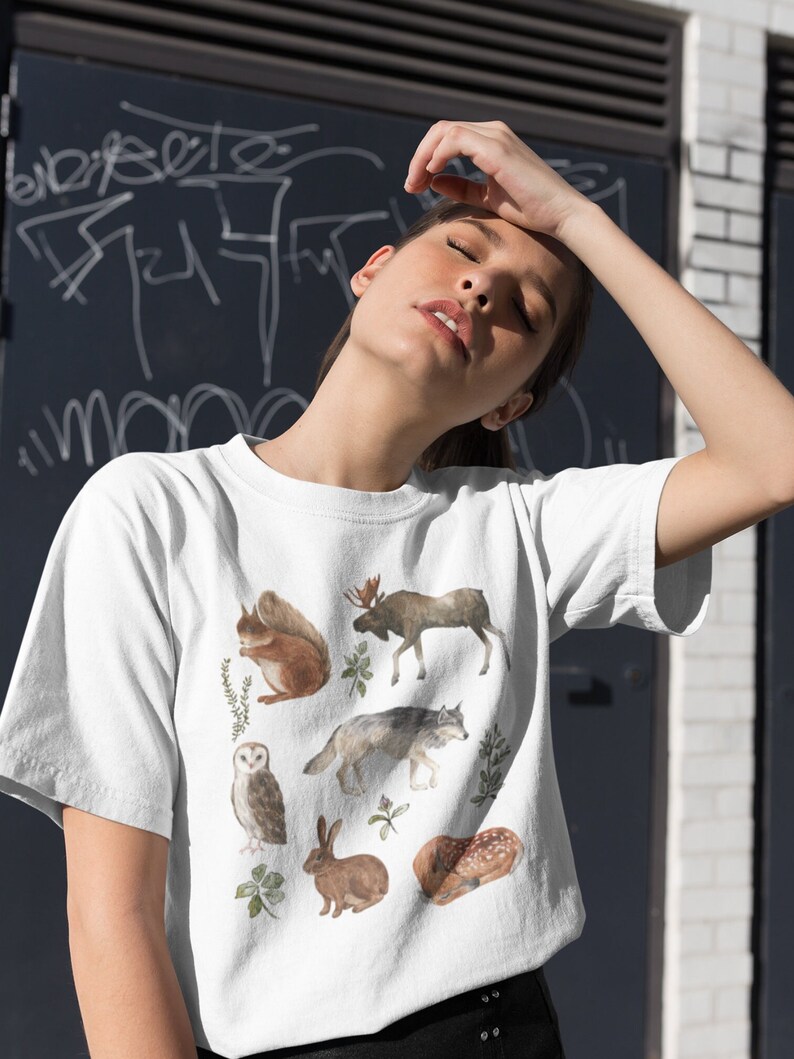 Woodland Animal Shirt, Forest Tshirt, Cottagecore Shirt, Cottage Core ...