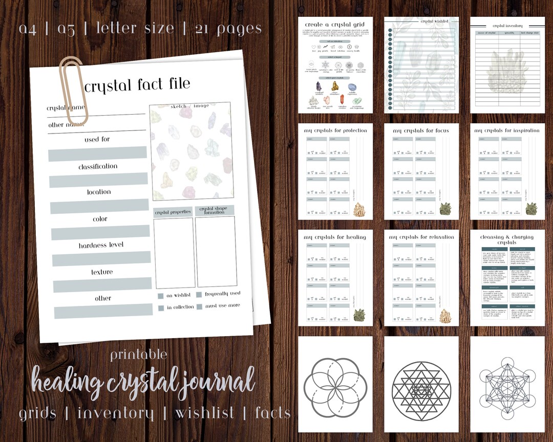 Crystal Journal Printable, Crystal Inventory Sheet, Crystal Collection ...