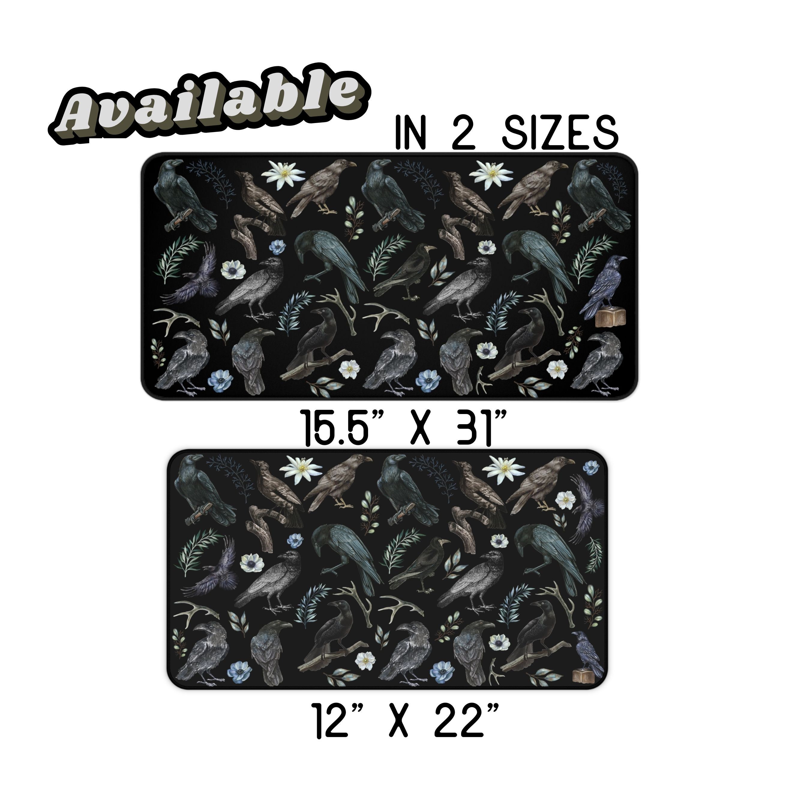 Crow Desk Mat, Gothic Desk Mat, Raven Desk Mat, XL Desk Mat, Aesthetic ...