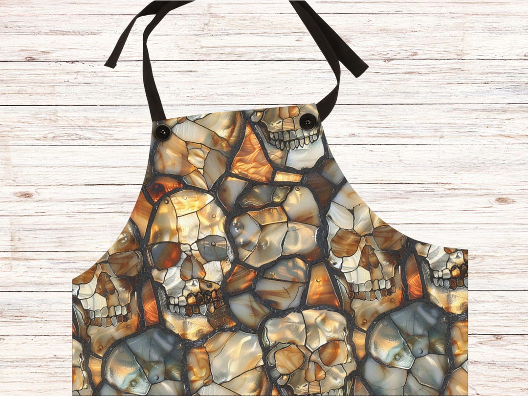 Skulls Apron, Stained Glass Apron, Gothic Apron, Aprons for Men ...