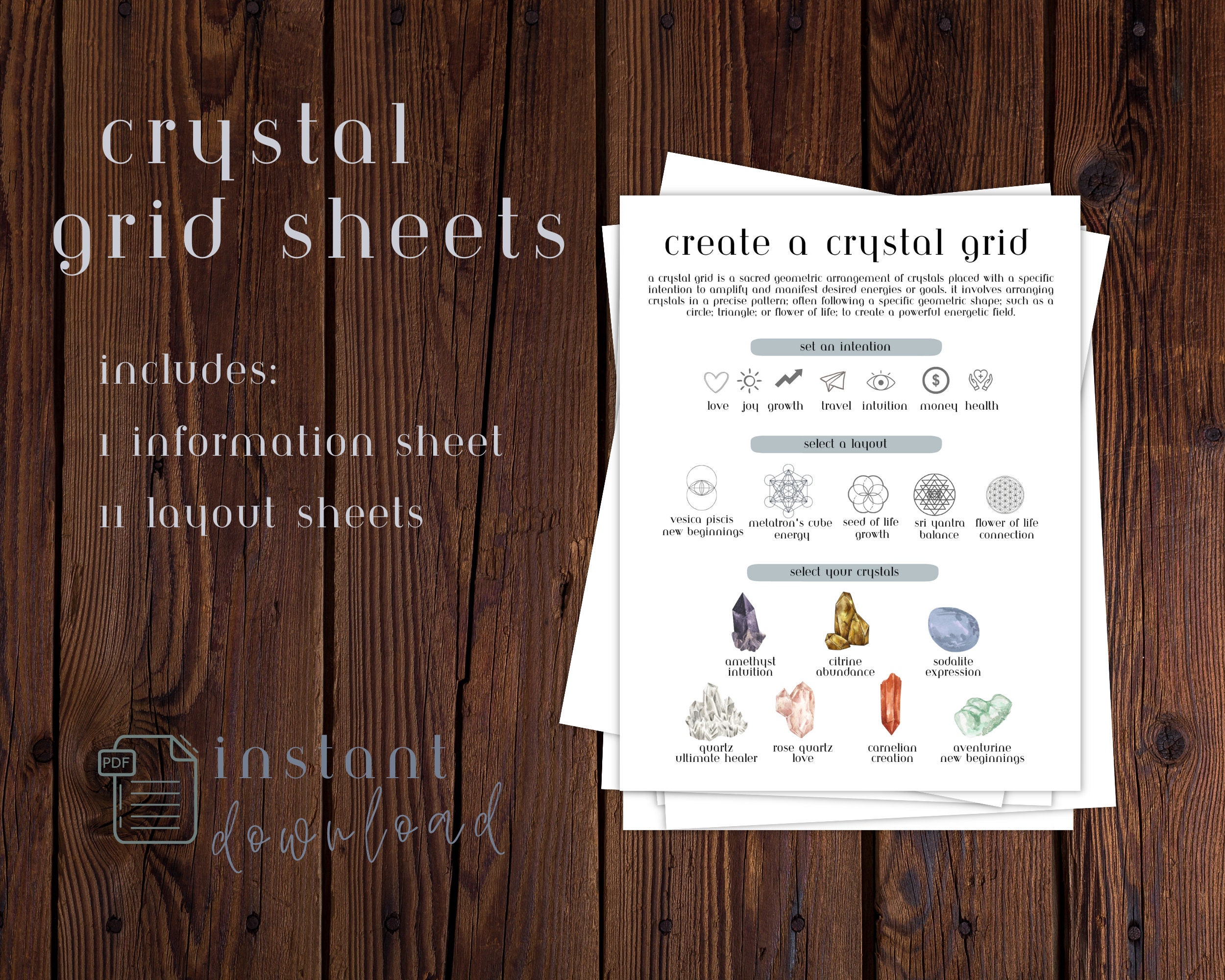 Crystal Journal Printable, Crystal Inventory Sheet, Crystal Collection ...