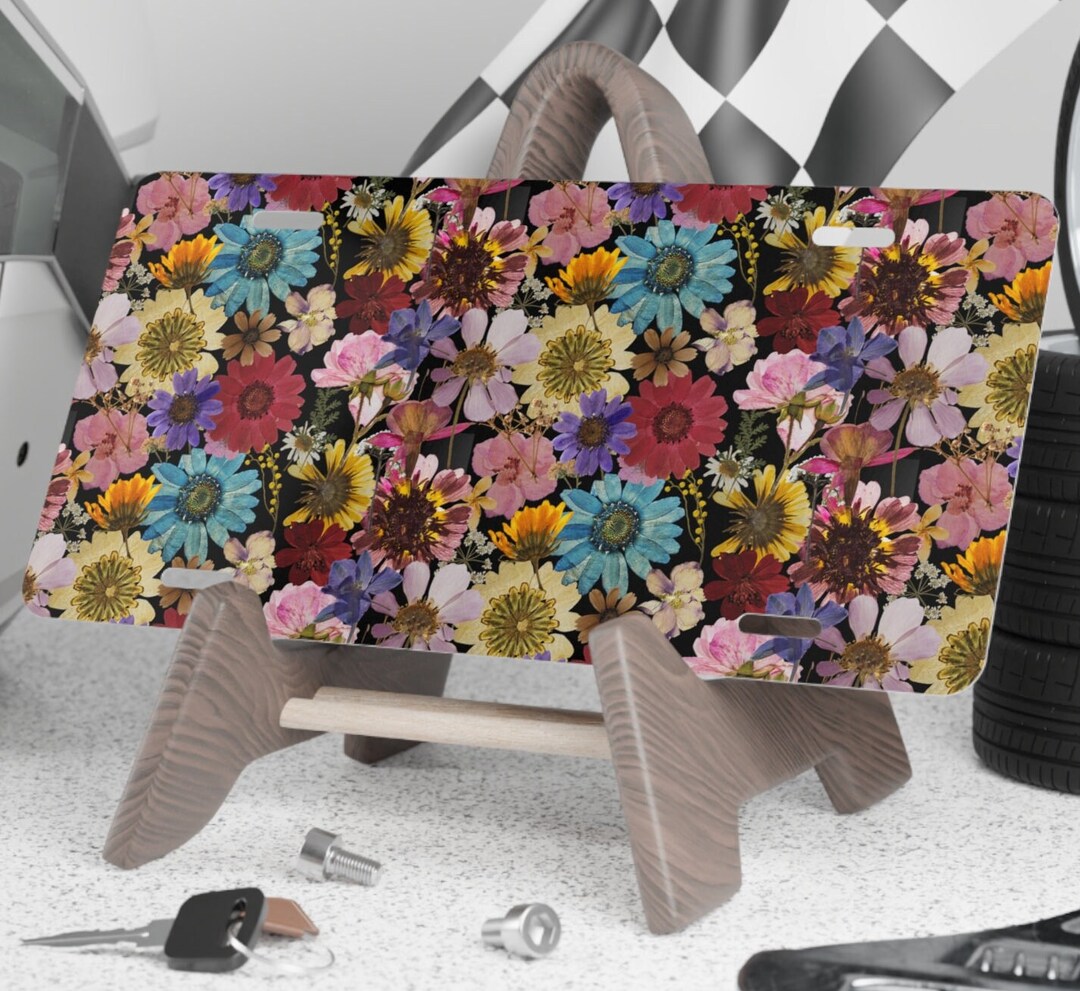 Pressed Flower License Plate, Vanity License Plate, Floral Car Vanity ...