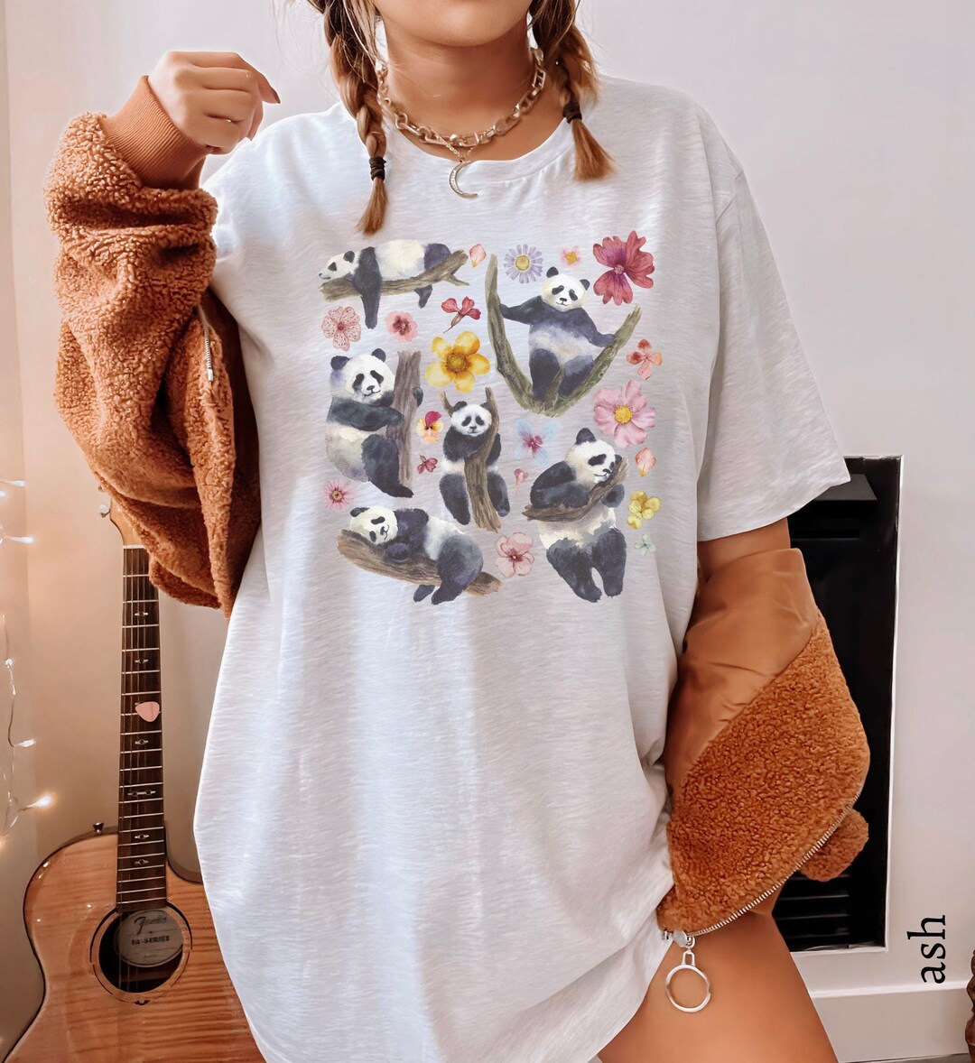 Cute Panda Shirt, Panda Tshirt, Panda T-shirt, Floral Panda Shirt ...