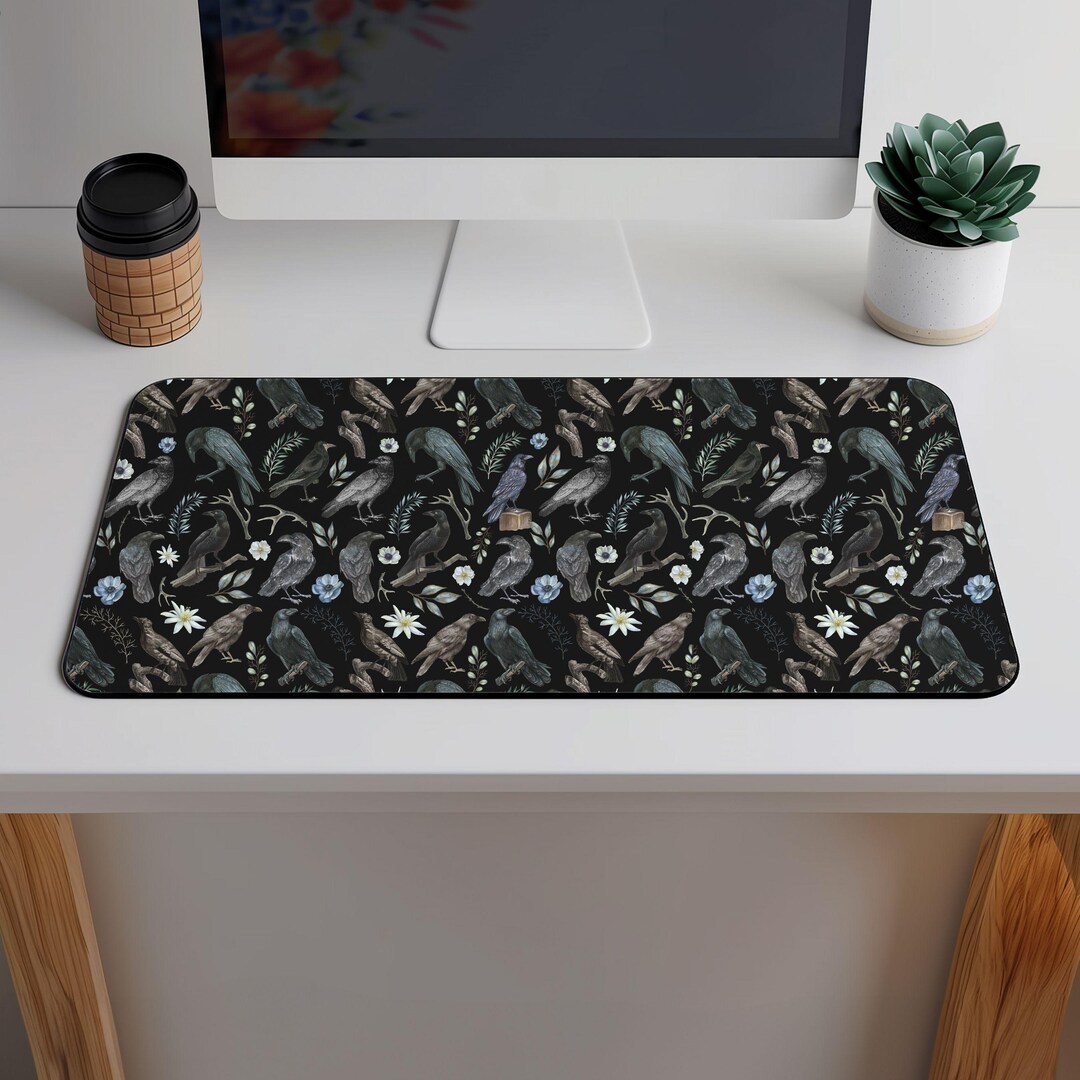Crow Desk Mat, Gothic Deskmat, Raven Mousepad, XL Mouse Pad, Gothic ...