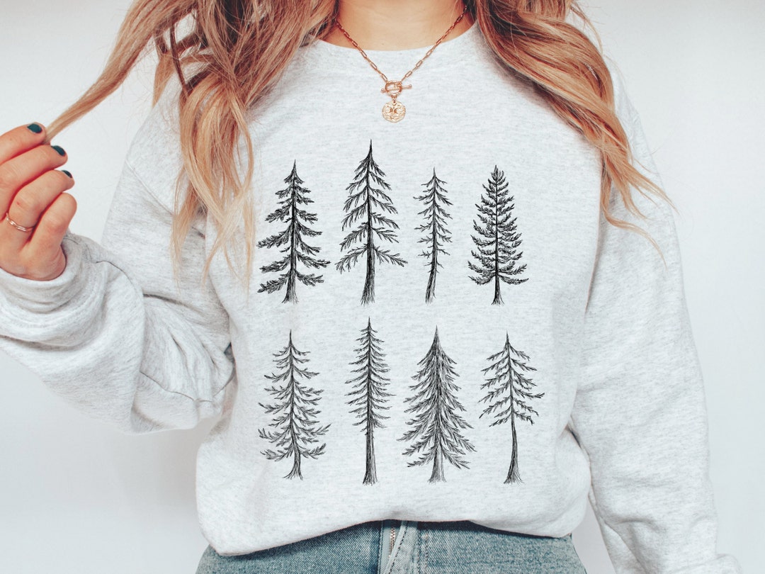 Woodland Trees, Pine Tree Sweatshirt, Cozy Winter Sweater, Pine Trees ...