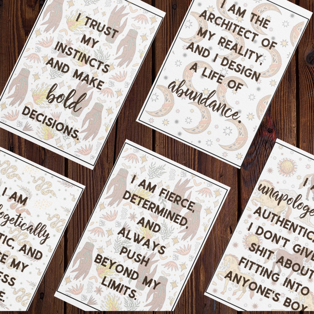 Boho Affirmation Cards Printable, Affirmation Cards Digital, Positive ...