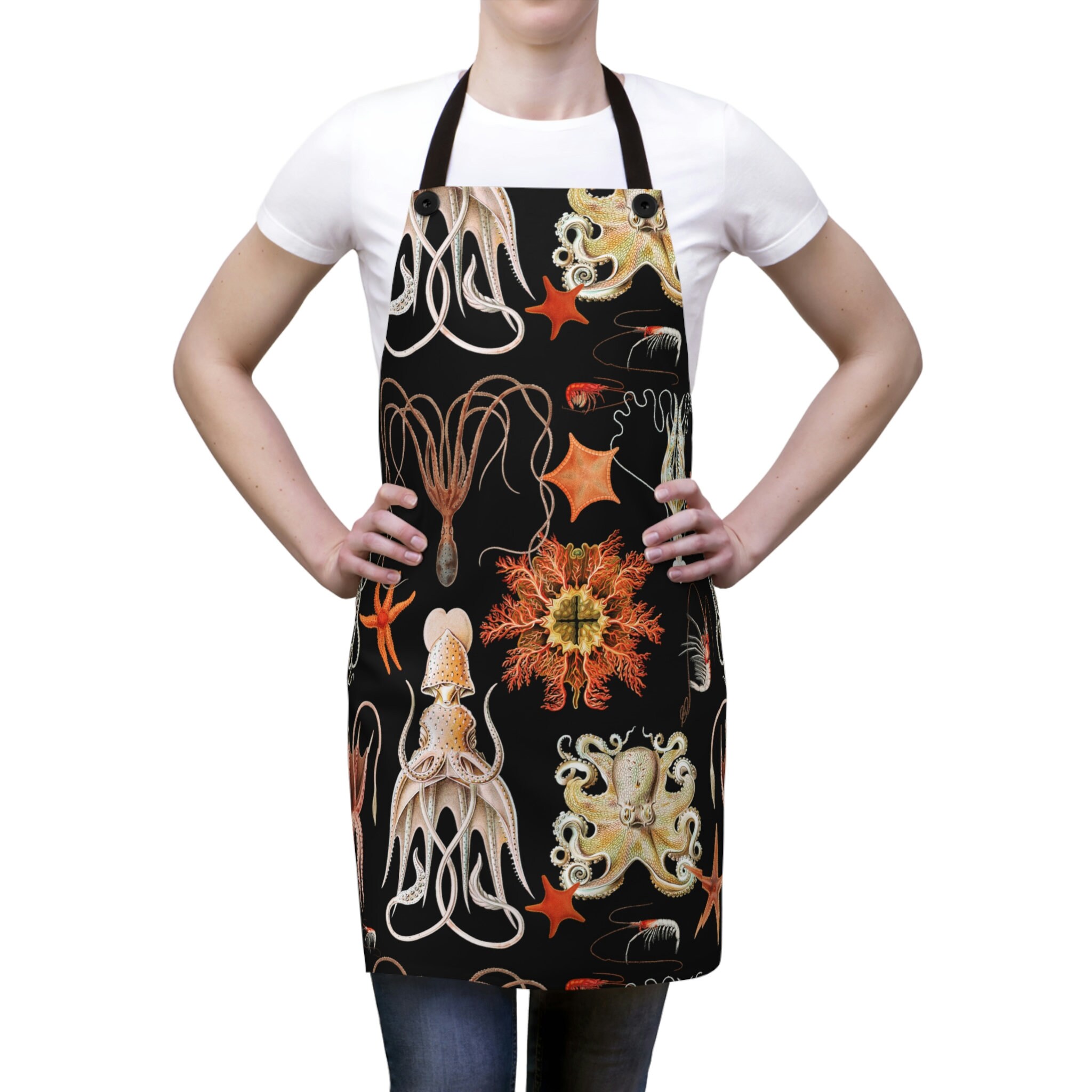 Cooking Apron, Ocean Life Apron, Octopus Apron, Aprons for Women, Apron ...