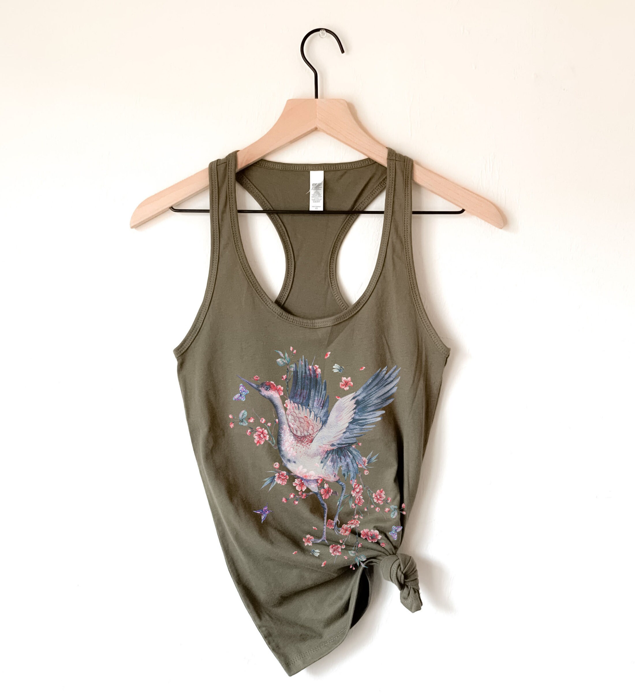 Heron Tank Top, Bird Tank Top, Cottagecore Tank Top, Floral Tank Top ...