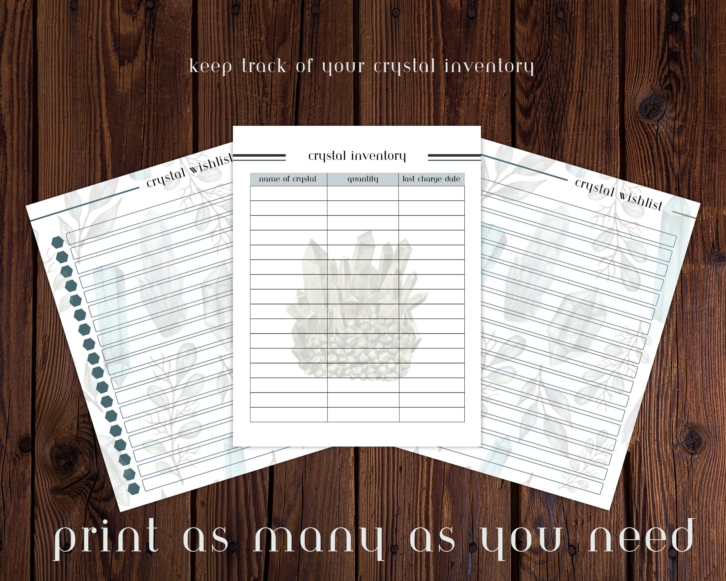 Crystal Journal Printable, Crystal Inventory Sheet, Crystal Collection ...