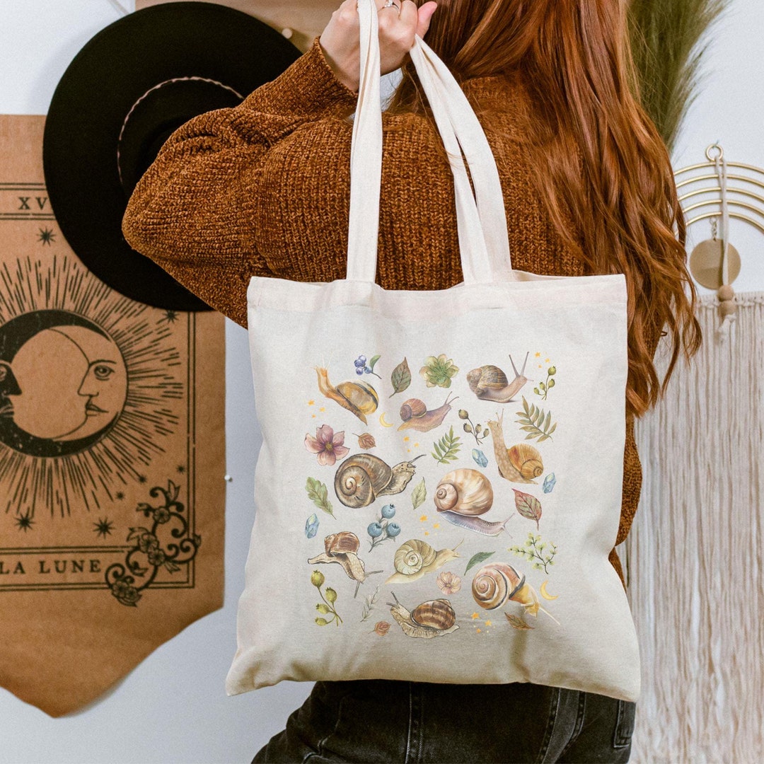 Snail Tote Bag, Aesthetic Tote Bag, Beach Tote Bag, Canvas Tote Bag ...