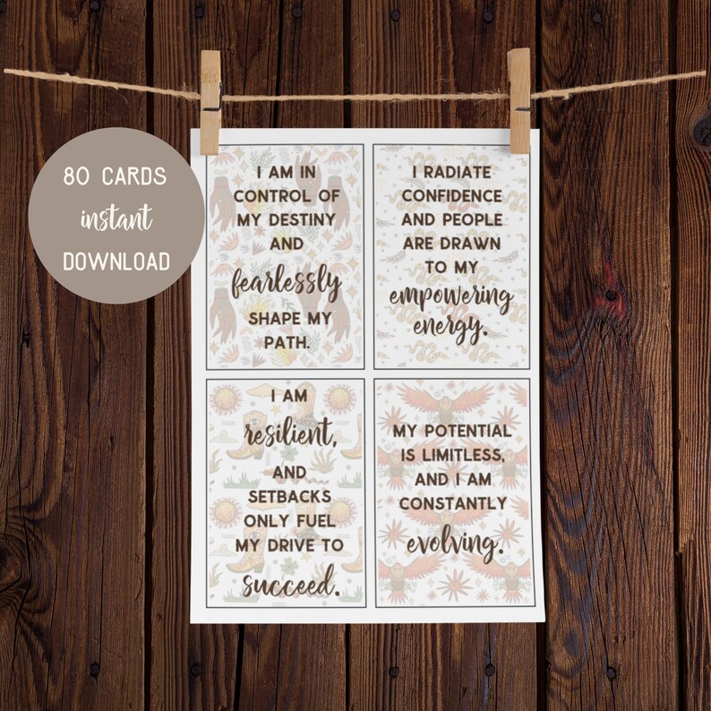 Boho Affirmation Cards Printable, Affirmation Cards Digital, Positive ...