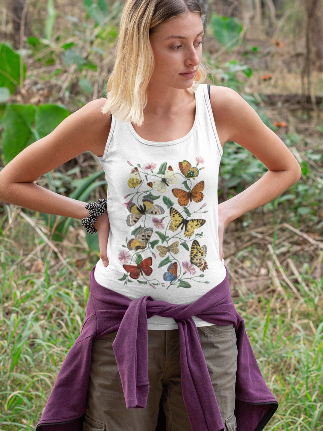 Butterfly Tank Top, Botanical Tank, Butterfly Tank Top, Cottagecore ...