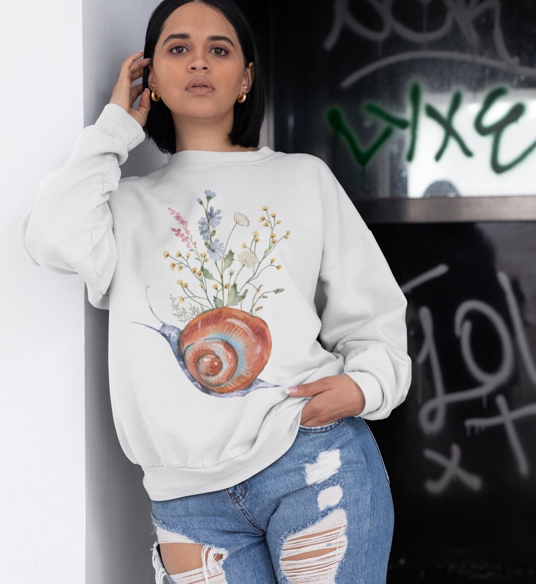 Snail Sweatshirt, Cottagecore Clothing, Aesthetic Clothes, Floral ...