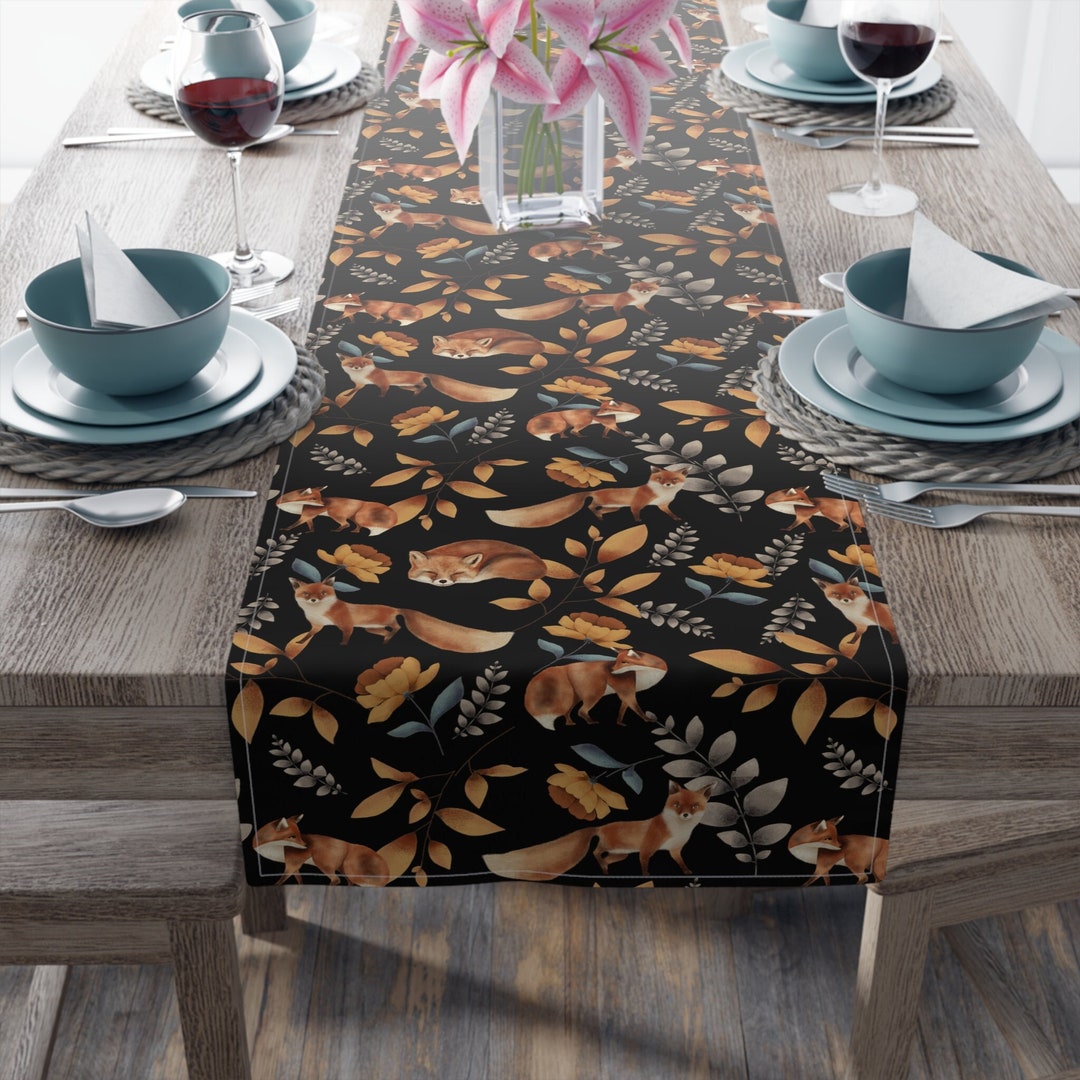 Fox Table Runner, Fox Table Cloth, Cottagecore Decor, Woodland Table ...