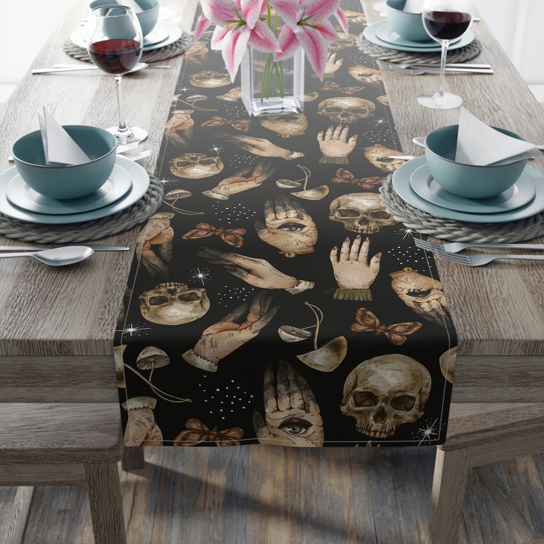 Gothic Table Runner, Witchy Kitchen Decor, Witch Table Cloth, Gothic ...