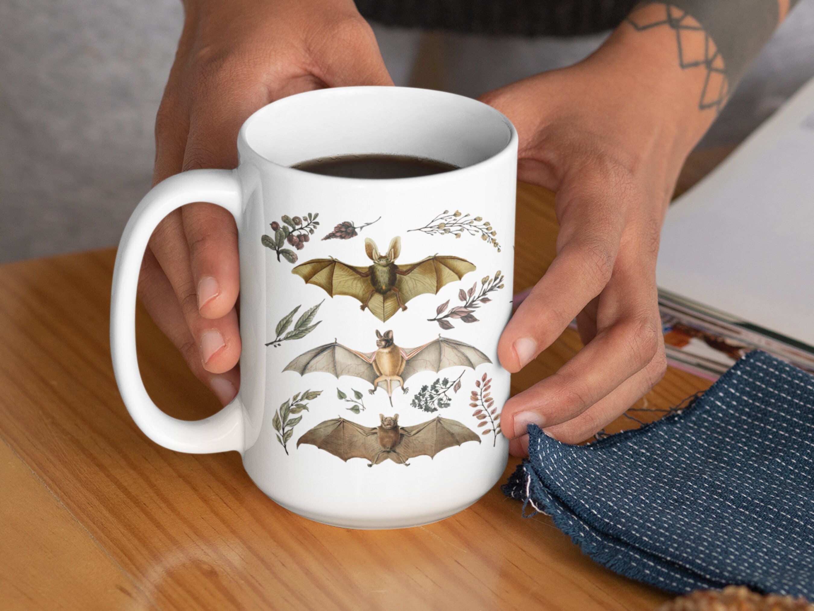 Bats Mug, Bat Coffee Mug, Bat Coffee Cup, Hot Chocolate Mug, Hot Cocoa ...