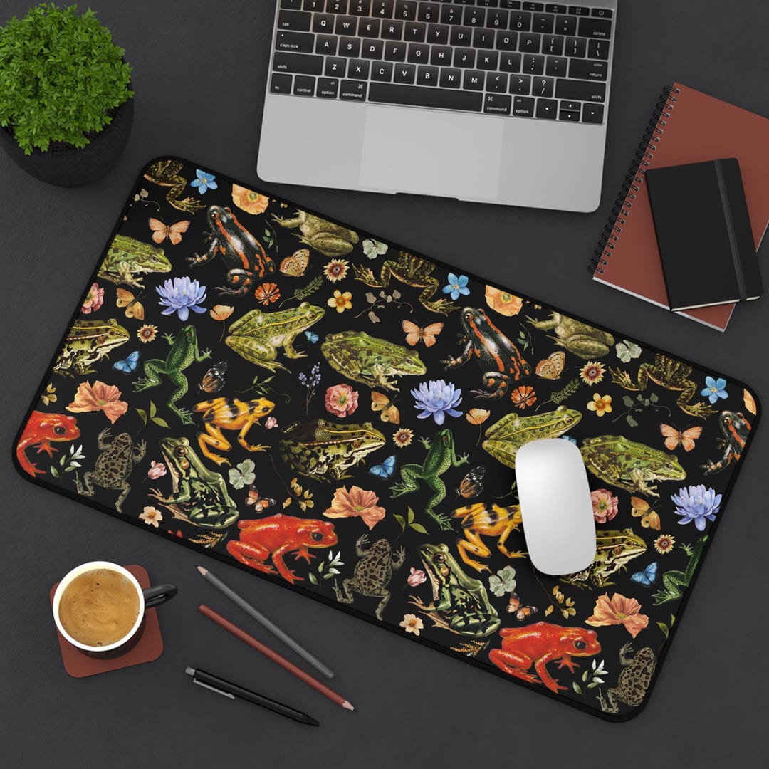 Frog Desk Mat, Goblincore Desk Mat, Frog Mouse Pad, XL Desk Mat, Frog ...