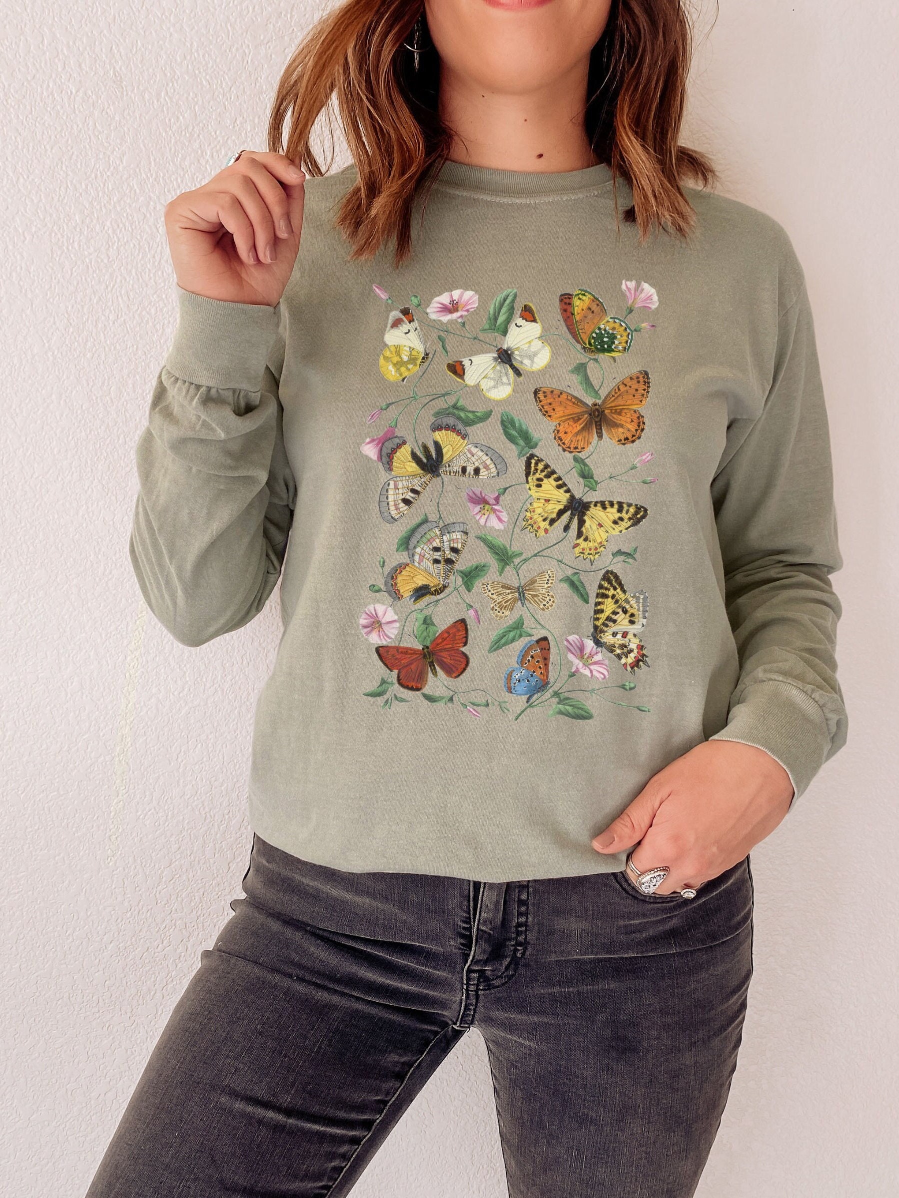Butterflies Tshirt Butterfly Shirt Long Sleeve Comfort - Etsy