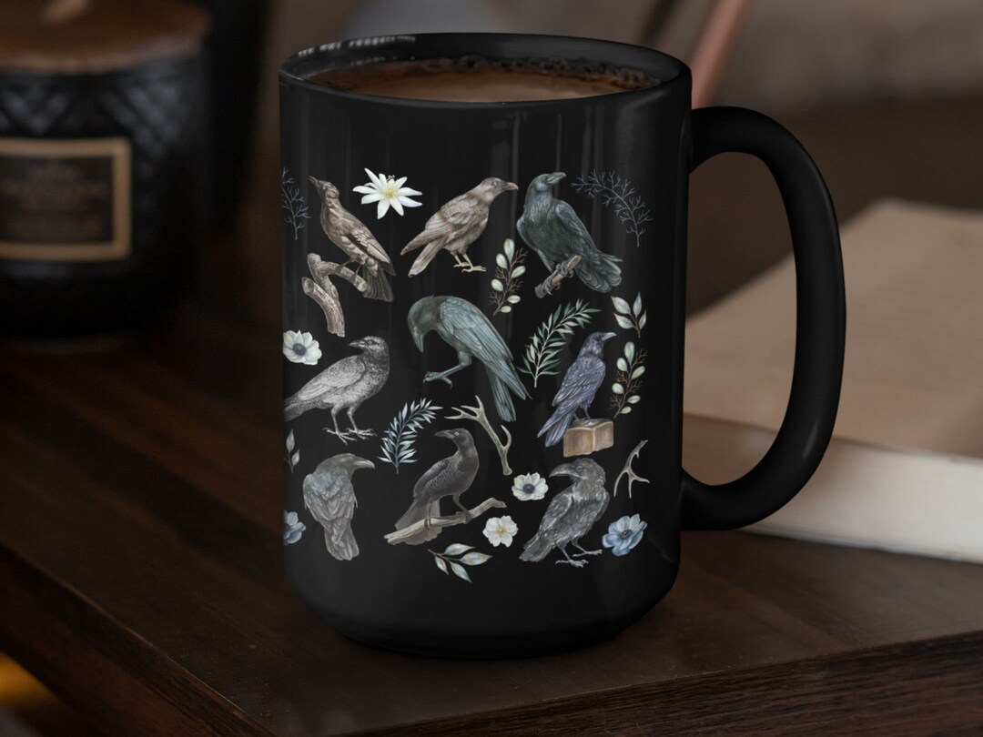 Crow Mug, Raven Mug, Black Coffee Cup, Hot Cocoa Mug, Nature Lover Gift ...