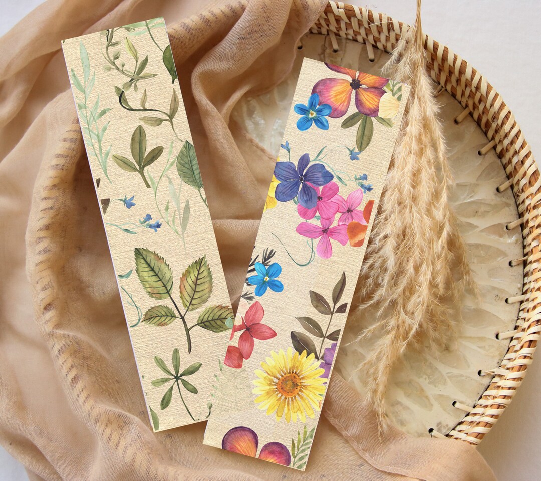 Printable Bookmarks, Flowers Bookmark, Digital Bookmarks, Set of 4 Bookmarks, Floral Bookmarks ...