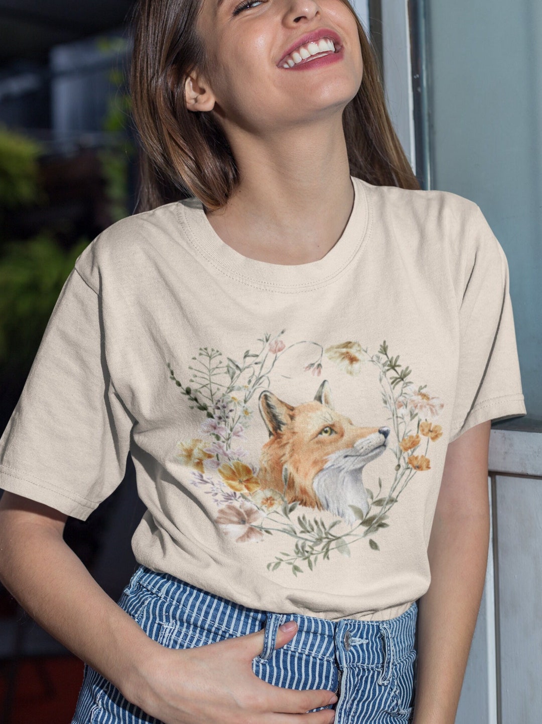 Fox Shirt, Floral Tshirt, Cottagecore Shirt, Cottage Core Tshirt ...