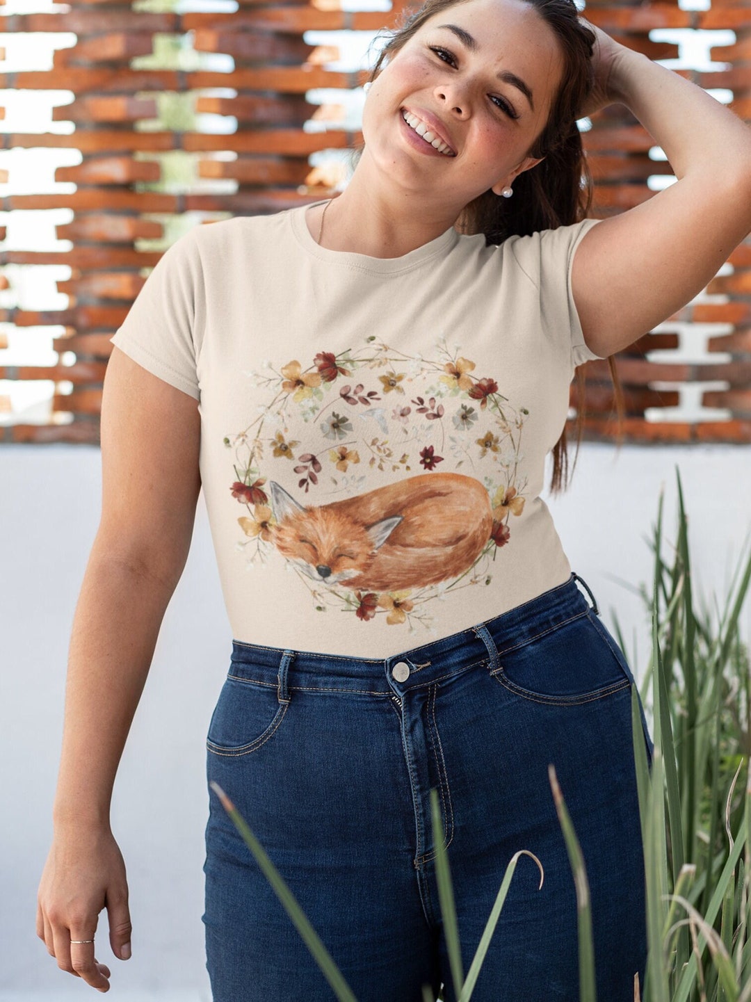 Fox Shirt, Floral Tshirt, Cottagecore Shirt, Cottage Core Tshirt ...