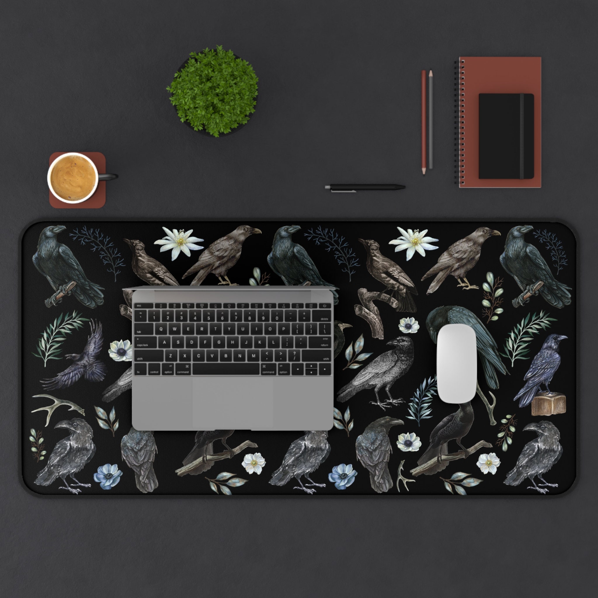 Crow Desk Mat, Gothic Desk Mat, Raven Desk Mat, XL Desk Mat, Aesthetic ...
