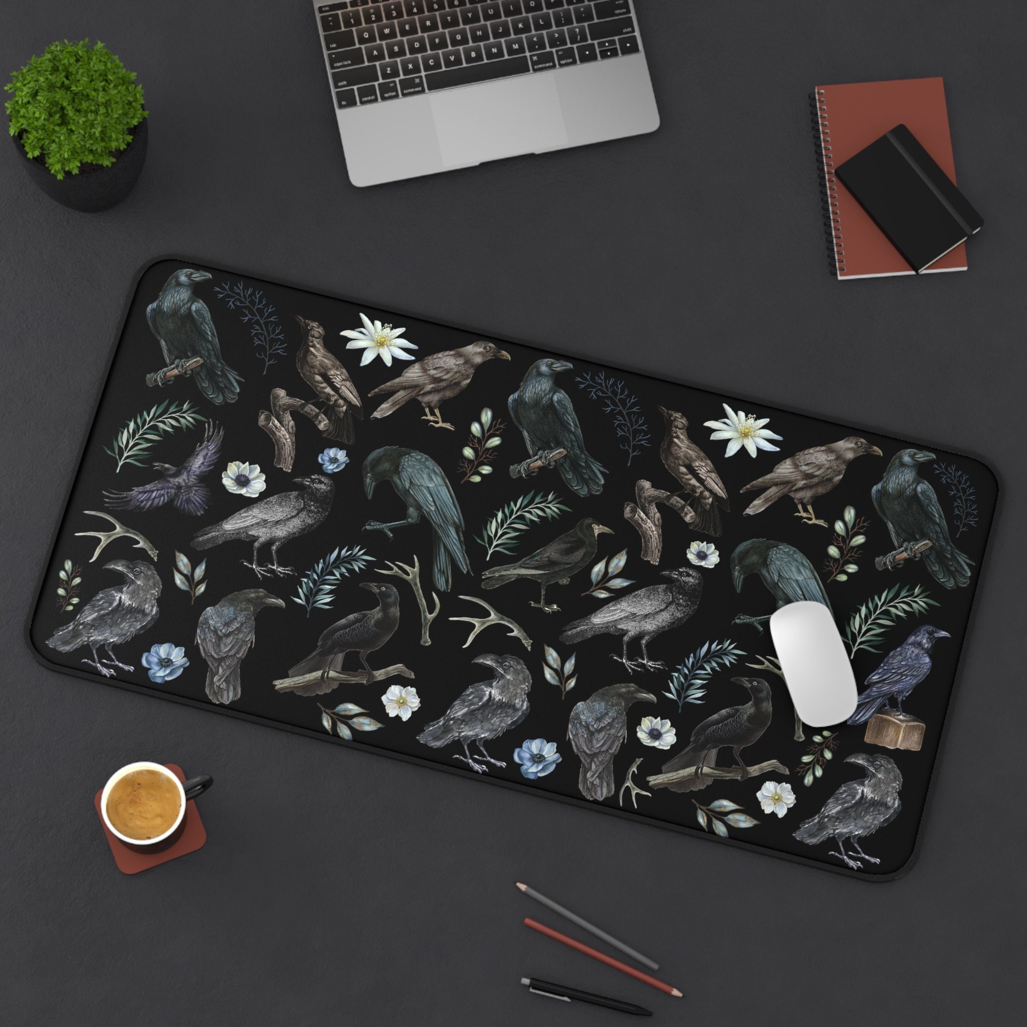 Crow Desk Mat, Gothic Desk Mat, Raven Desk Mat, XL Desk Mat, Aesthetic ...