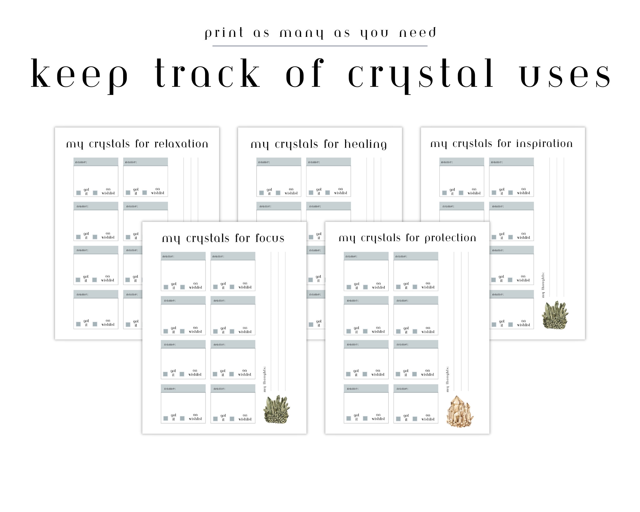 Crystal Journal Printable, Crystal Inventory Sheet, Crystal Collection ...