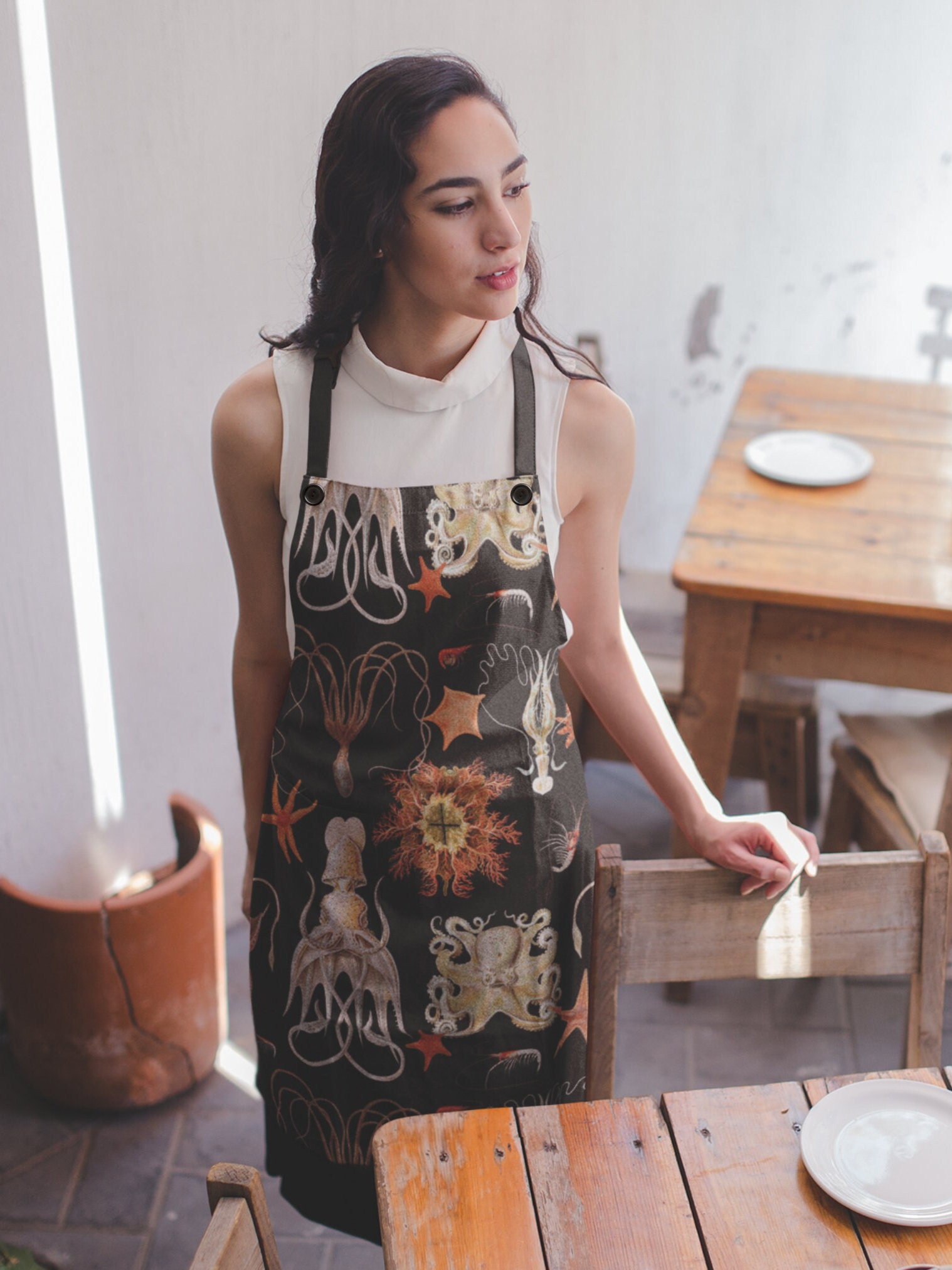 Cooking Apron, Ocean Life Apron, Octopus Apron, Aprons for Women, Apron ...