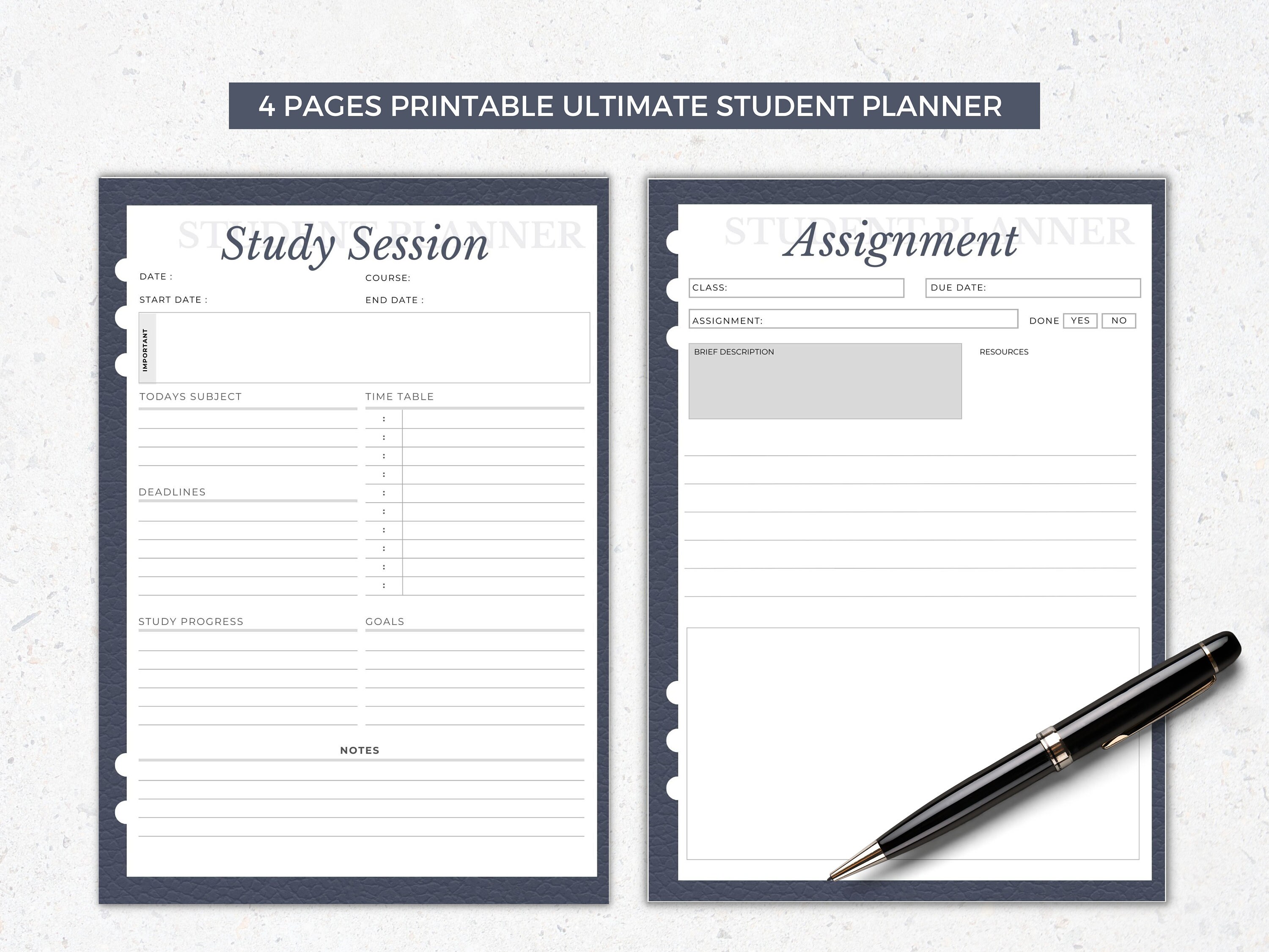 Printable Student Planner, College Student Academic Planner, Study ...