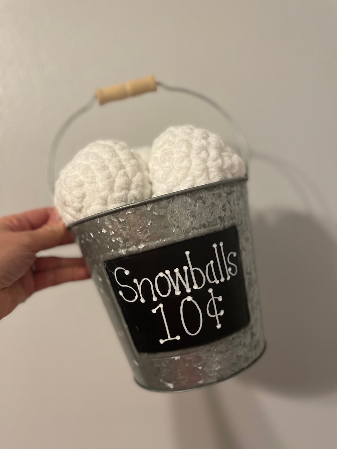 Handmade Winter Decor Crochet Snowballs in Tin Bucket With Handle - Etsy