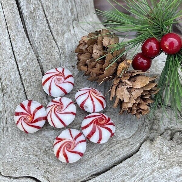 Glass Peppermint Candy Cane Beads - Etsy