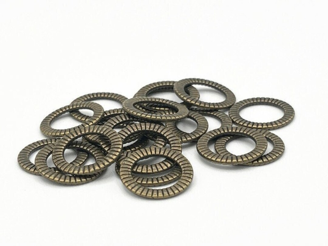 20 Antique Bronze Ribbed Circle Connector, 17mm Round Ring, Jewelry ...