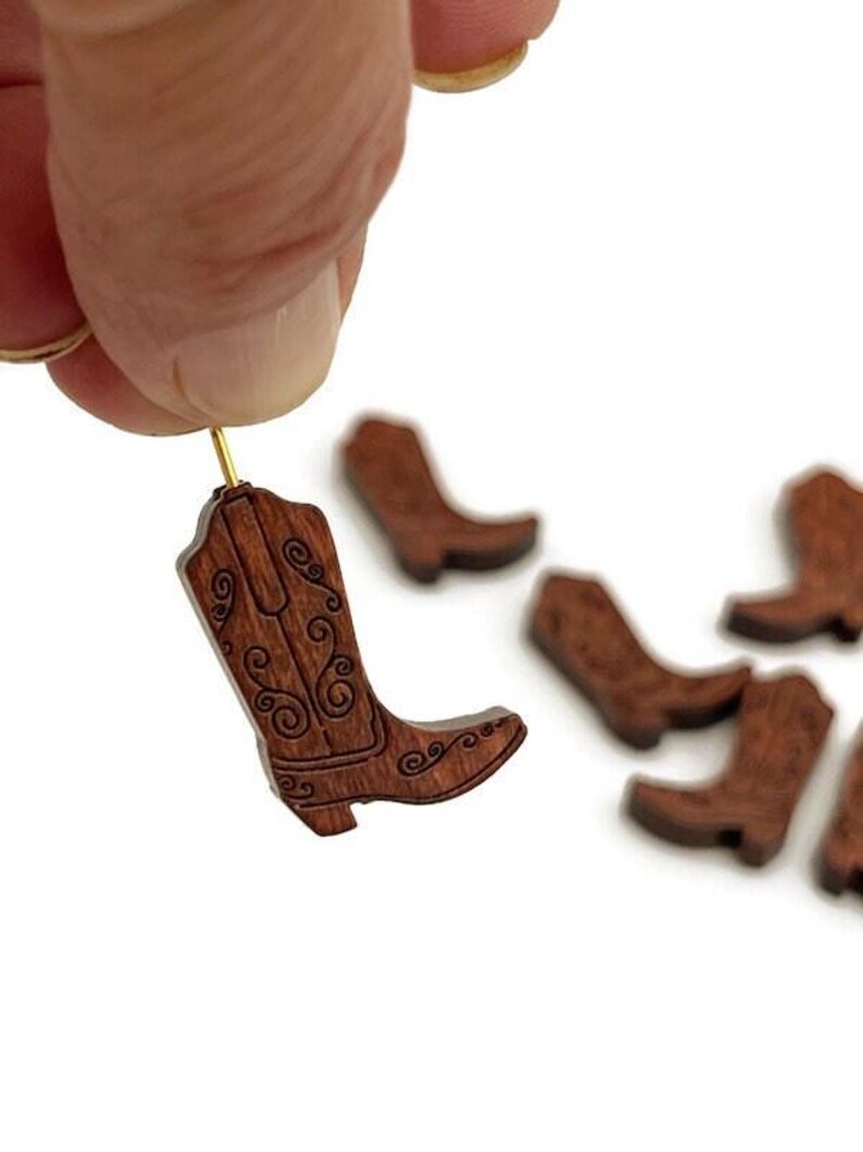 Wooden Cowboy Boot Beads Western Boots Brown Large 25mm X 19mm ...