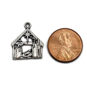 10 Nativity Charms, Bulk, Manger Scene, Pendants, Antique Silver ...