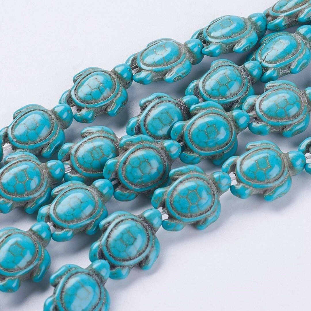 44 Bulk Turtle Beads, Dark Turquoise Blue Turtle Beads, 18mm X 15mm Sea ...