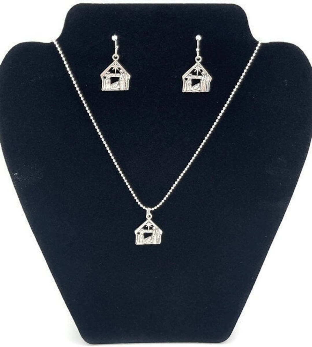 Nativity Necklace and Earrings Set Christmas Nativity Scene Silver ...