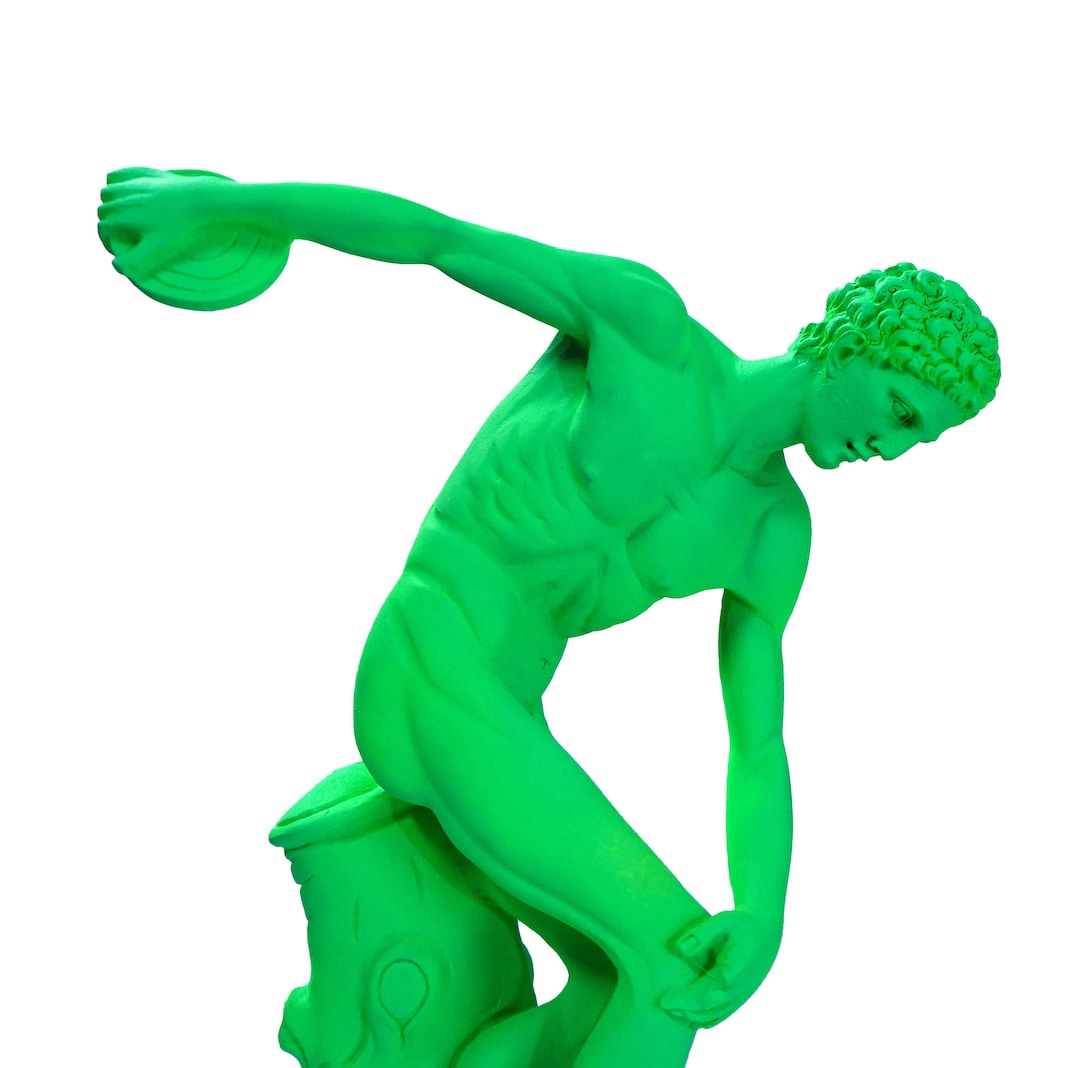 Pop Art Sculpture, Ancient Greek Statue, Disc Thrower Statue, Glowed ...