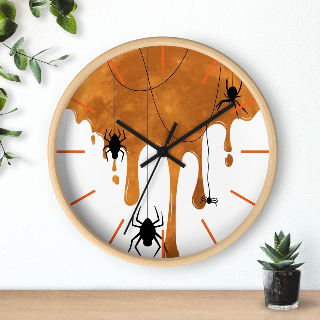 Halloween Wall Clock, Round Wall Clock, Spooky Wood Clock, Halloweeners ...