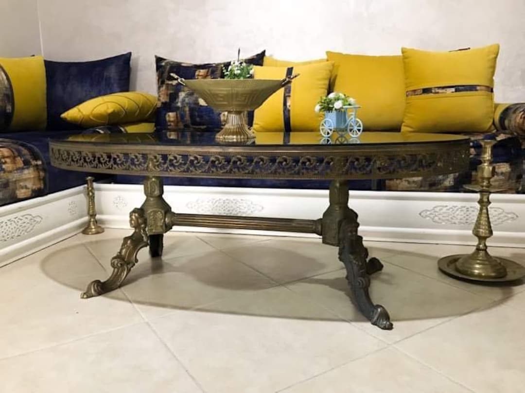 Craft Brass Table Rare Hand Engraved, Antique Coffee Table, Home Decor ...