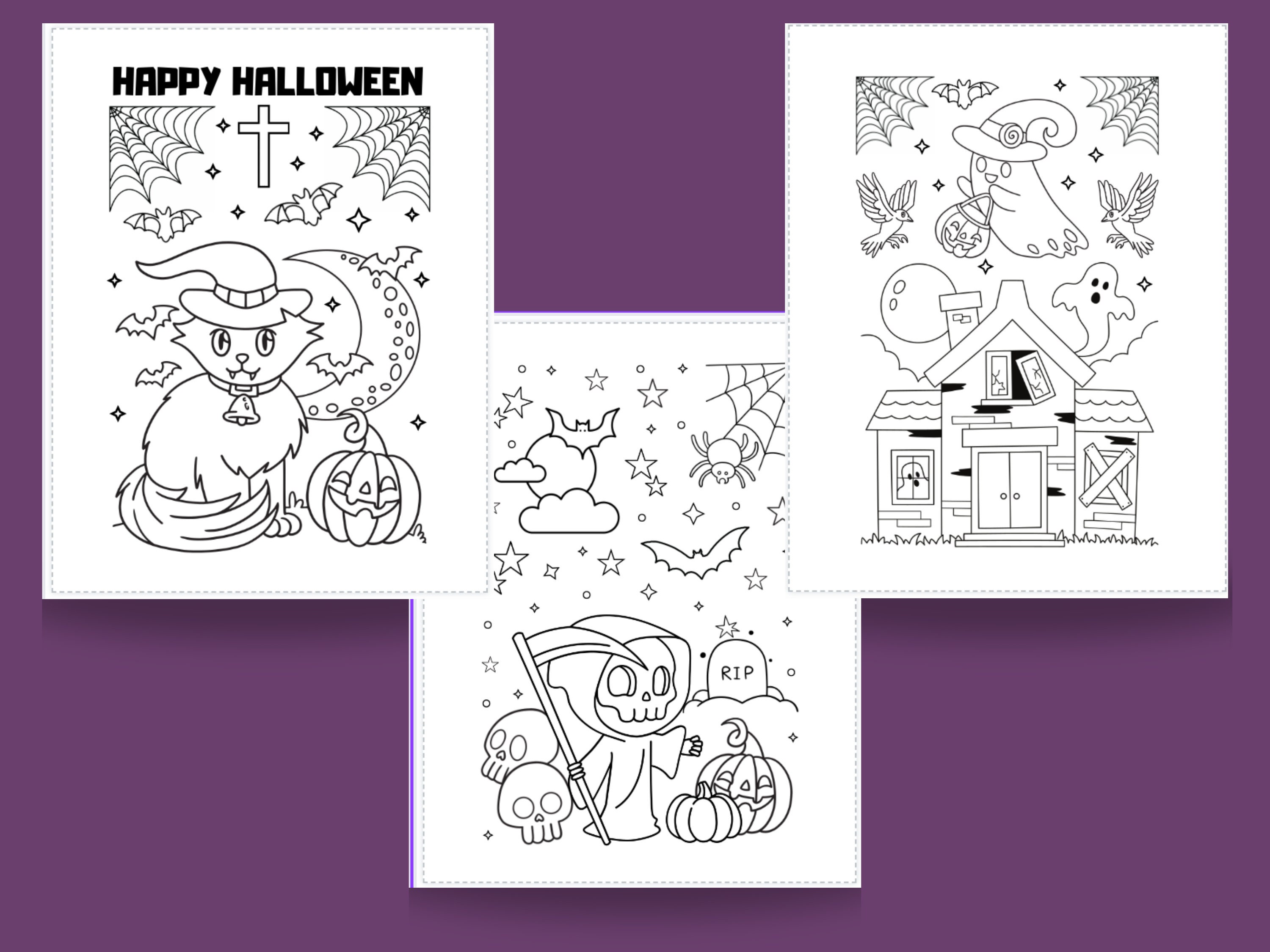 Halloween Coloring Pages Digital Download Coloring Book - Etsy