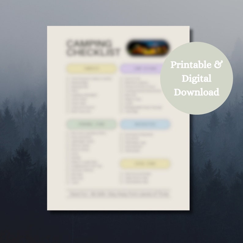 Packing List, Camping Checklist PDF, Tent Camping, Camp Packing List ...