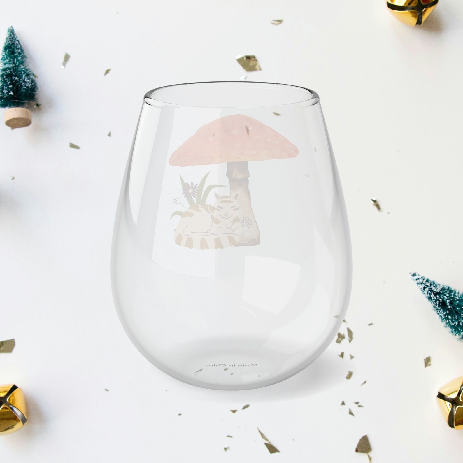 Cottagecore Wine Glass Wine Glass Mushroom Glass Cat Glass - Etsy