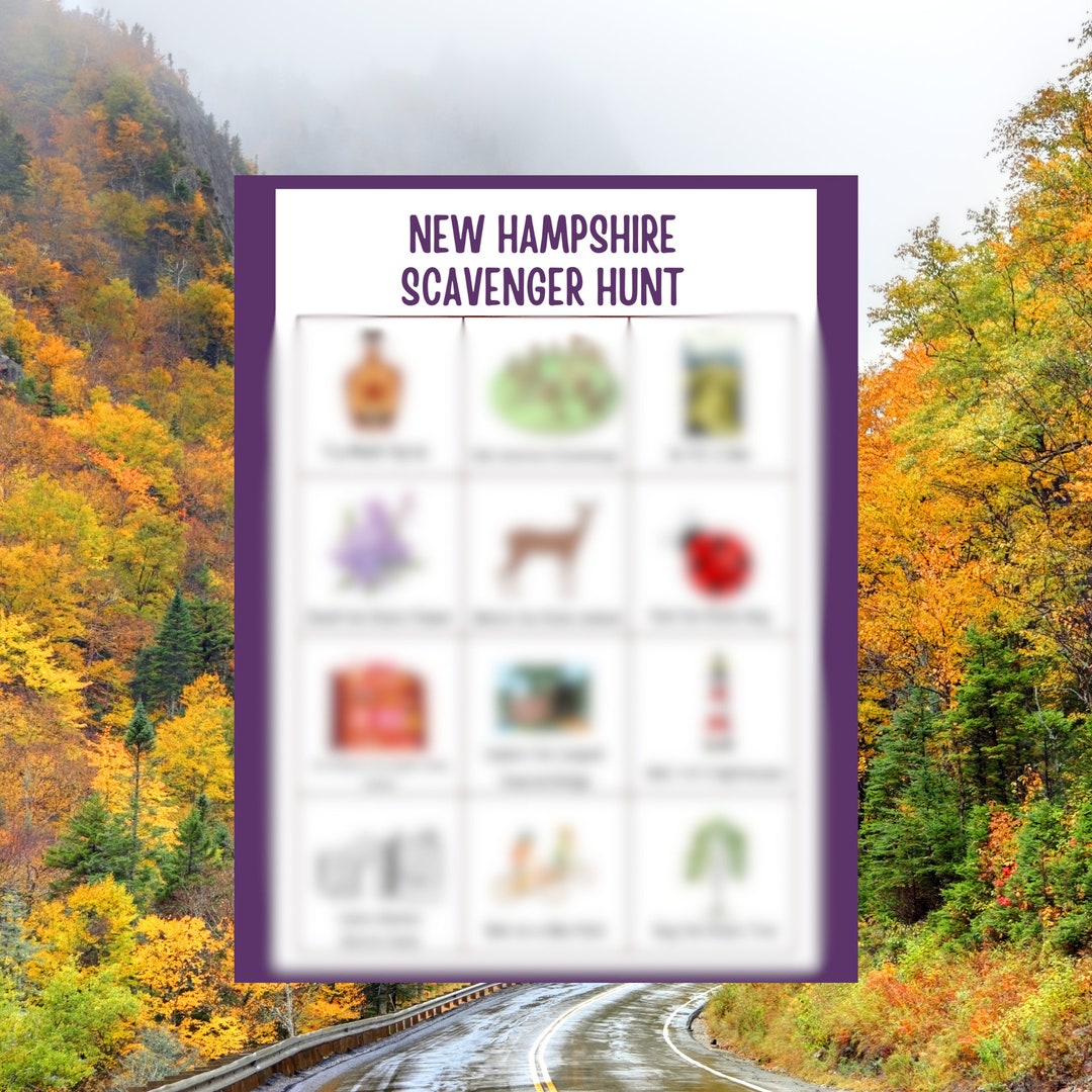 Printable New Hampshire Scavenger Hunt, New Hampshire Scavenger Hunt ...
