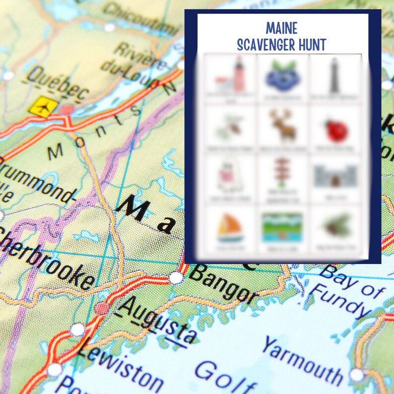 Printable Maine Scavenger Hunt, Maine Scavenger Hunt Game, Engaging ...