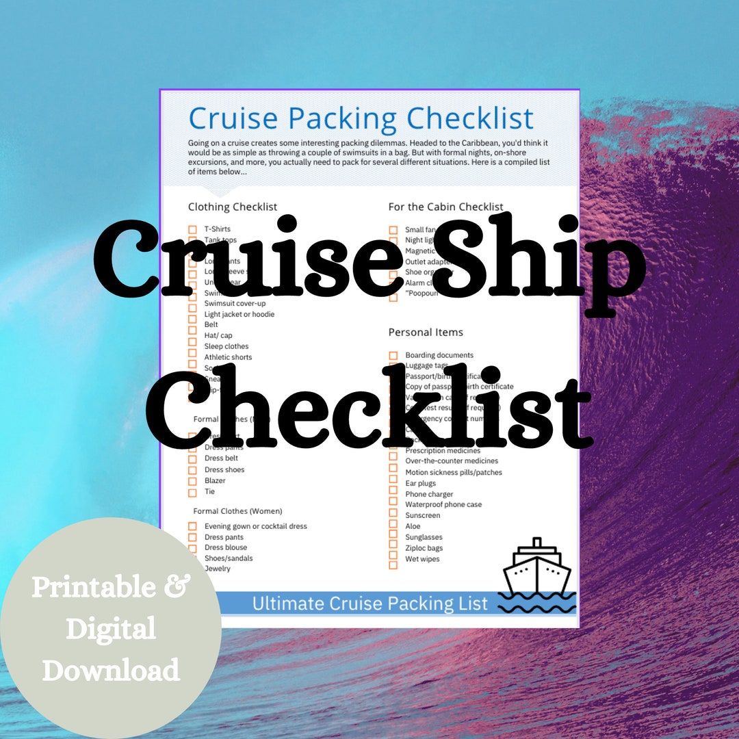 Cruise Ship Packing List Cruise Vacation Cruise Checklist - Etsy