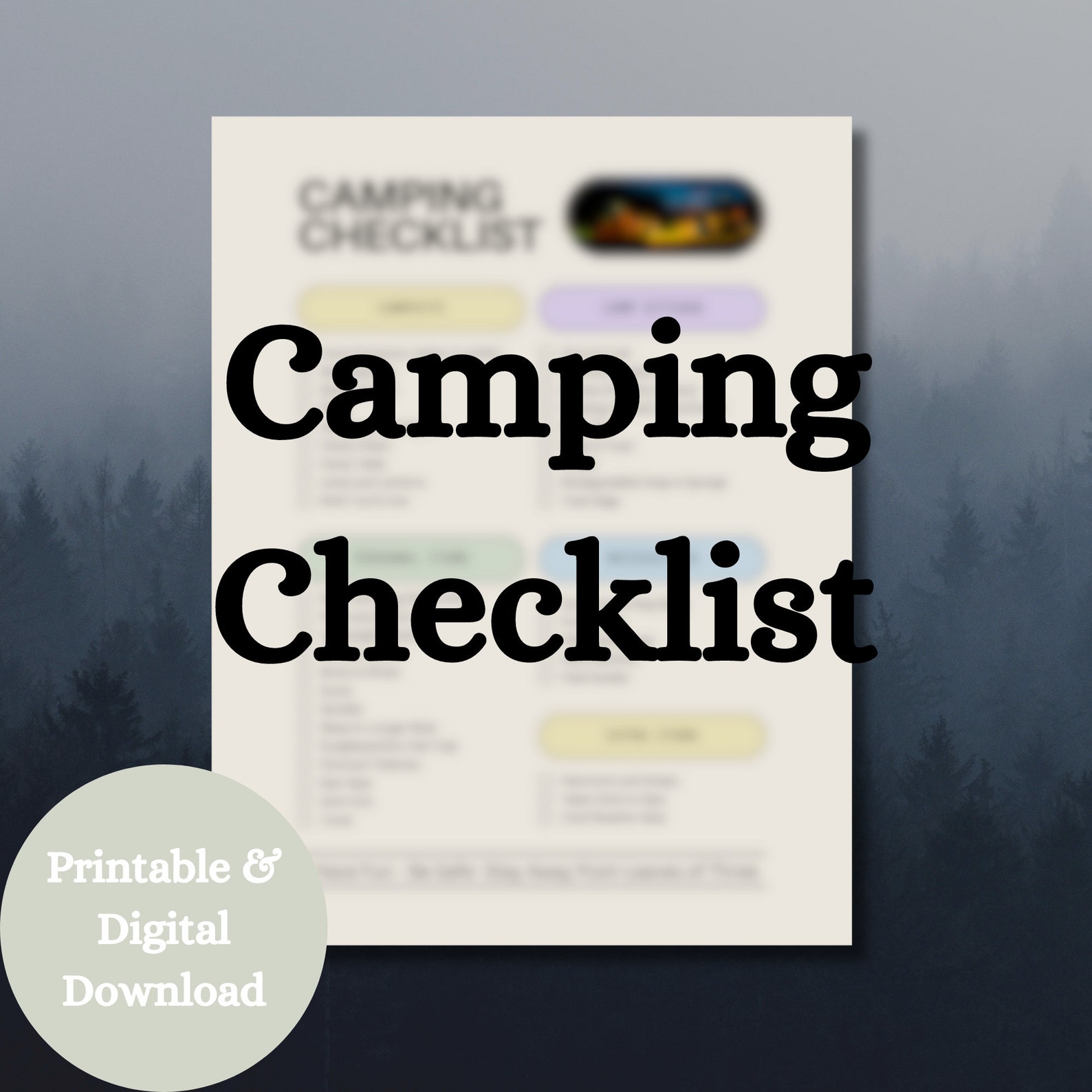 Packing List, Camping Checklist PDF, Tent Camping, Camp Packing List ...