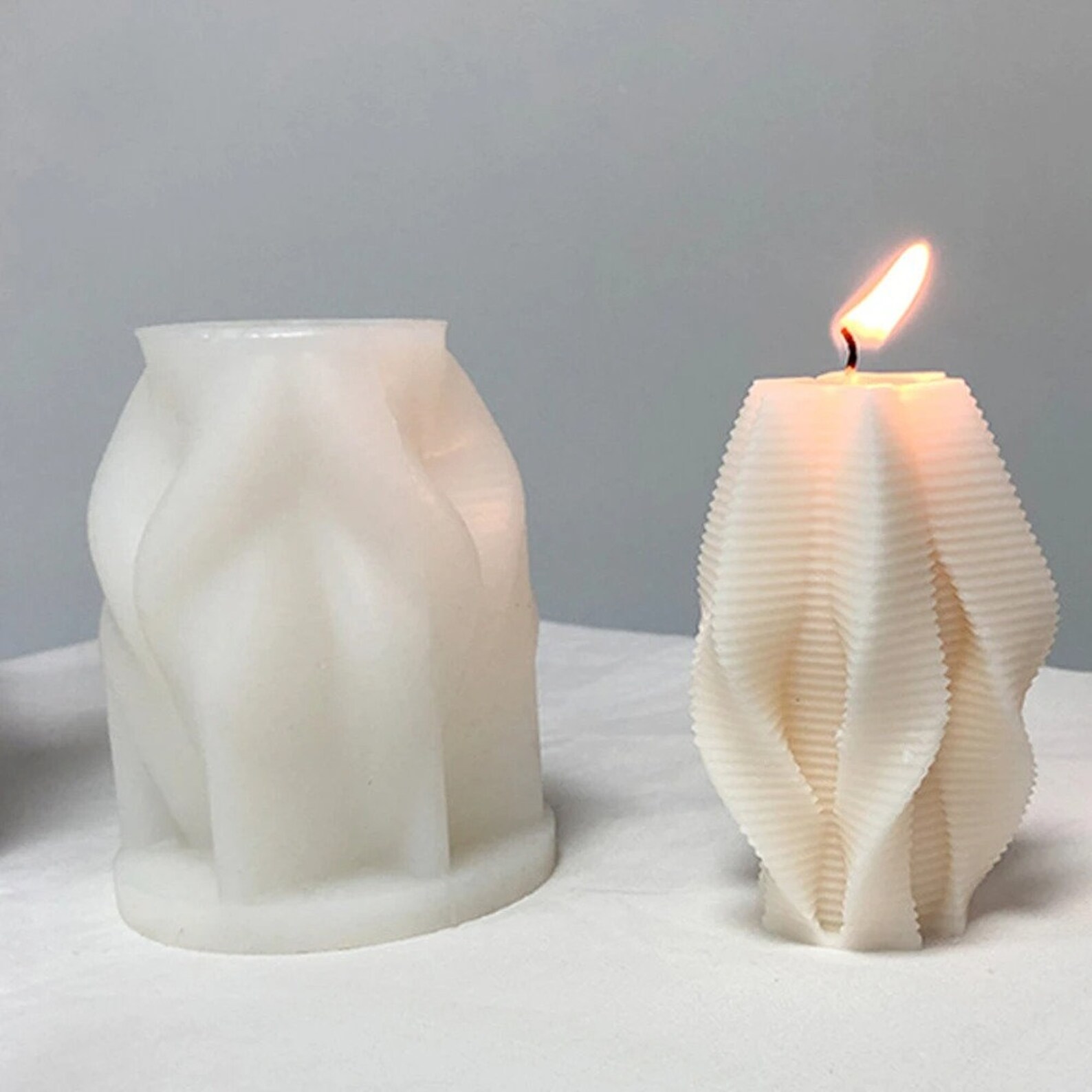 3D Abstract Art Silicone Mold, Relief Geometric Pattern for Candle ...
