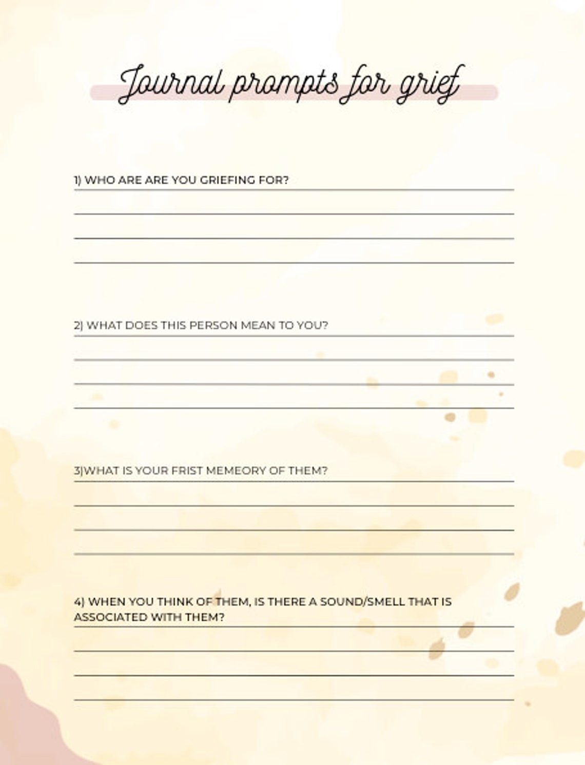 50 Grief Journaling Prompts Printable Digital Instant Download - Etsy
